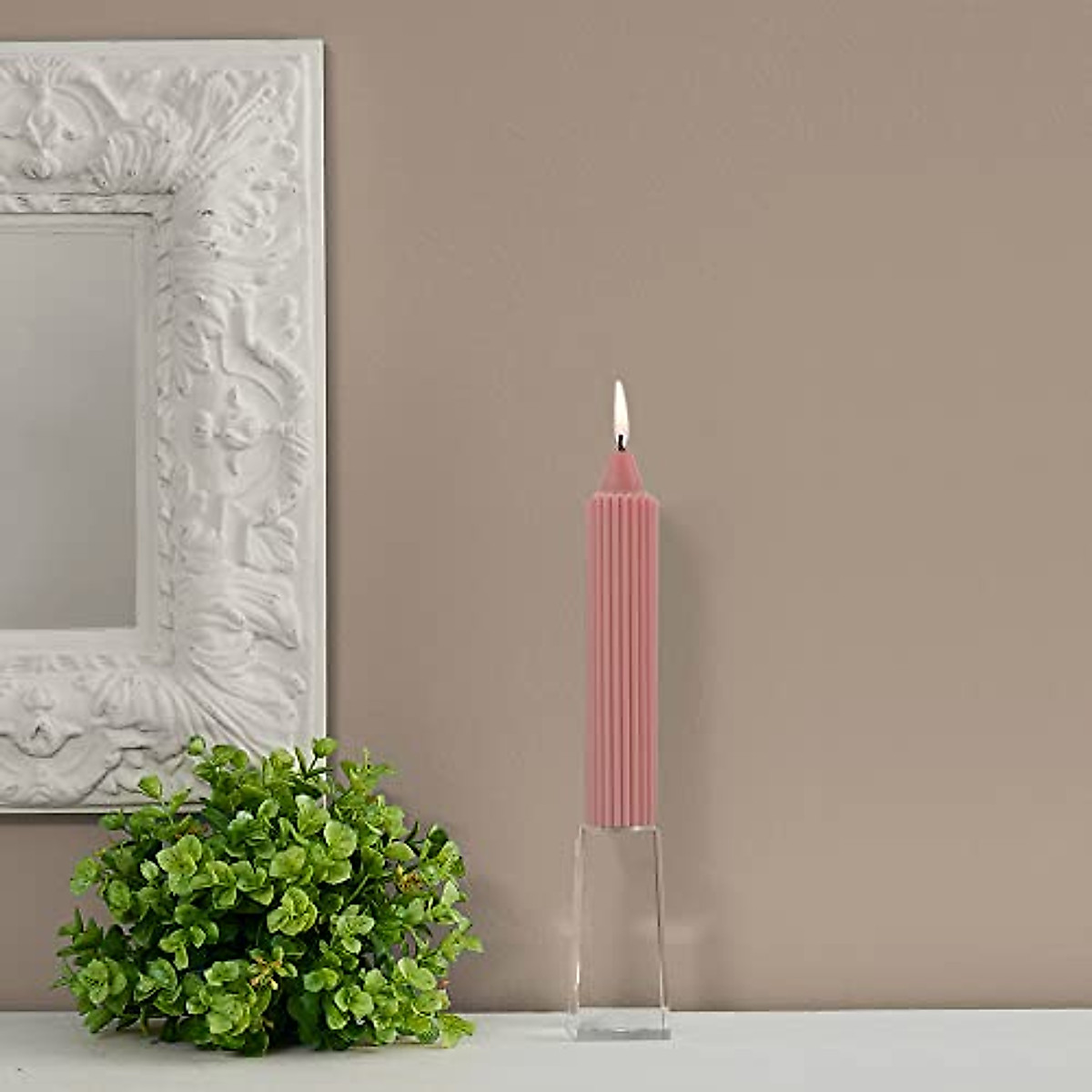 Root Candles Unscented Dinner Candles Beeswax Enhanced Grecian Collenette Boxed Candle Set, 7-Inch, Dusty Rose, 4-Count