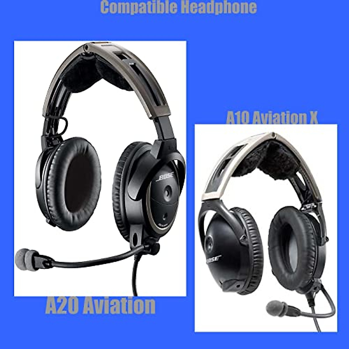 JULONGCR A20 Ear Cushion Replacement Ear Pads A10 Earpads Aviation Headset Cover Headband OEM Compatible with Bose A20/A10 Aviation Headset X. (Black)