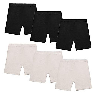 Dance Shorts Under Dress -6 Pack Girls Bike Short for Sports Black Under Skirt Shorts for Girls, Multi, 4T / 5T