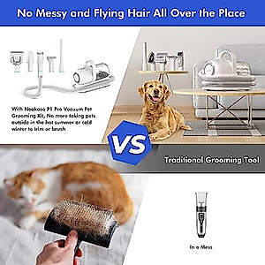 Neakasa by neabot P1 Pro Pet Grooming Kit & Vacuum Suction 99% Pet Hair with 5 Professional Grooming Shedding Tools for Dogs Cats and Other Animals