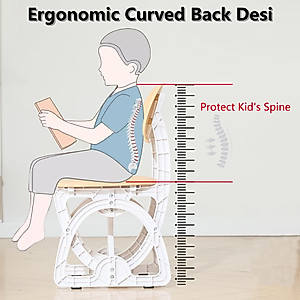 Adjustable Kids Chair 3 Level Height Adjustable Kid Chair Sturdy Children's Chair for 2-10 Years Old Suitable for Family Home Classroom Kindergarten Indoor use with a Max Weight of 220LB(1PCS-Beige)