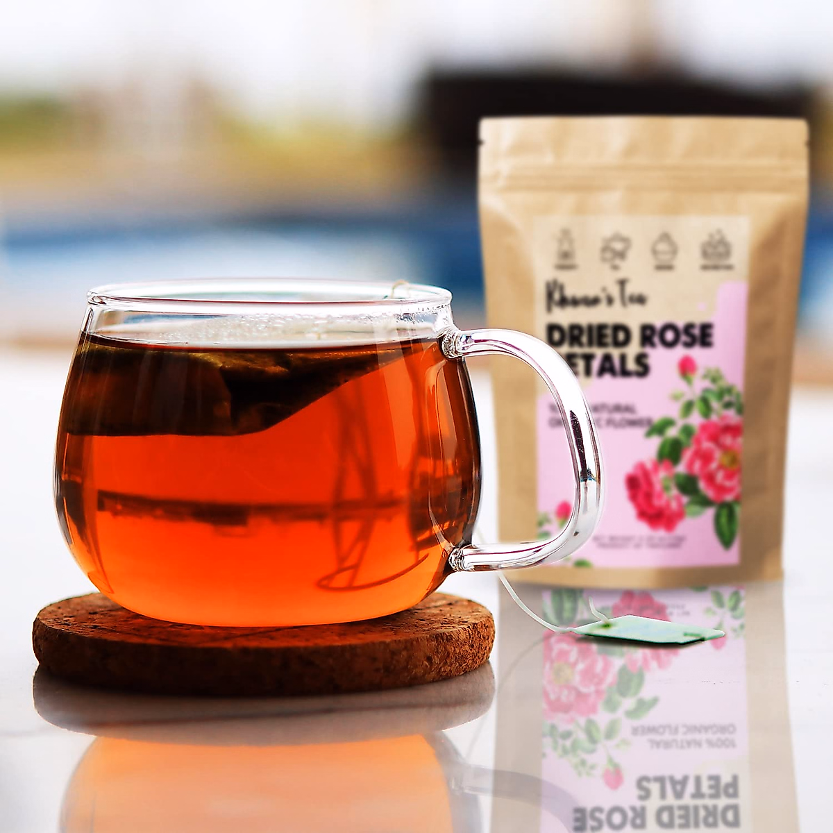 KHWAN'S TEA Premium Dried Rose Petals - Plant-based & Edible Flowers for Baking Decoration, Desserts, Syrup, DIY Crafts, Candle, Bath & Fragrant Soap - Herbal Tea, 0.35oz (10g)