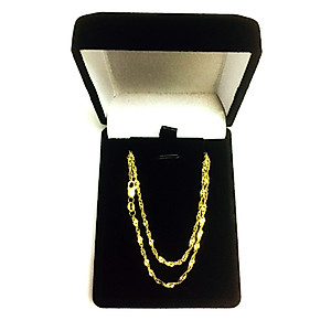 Jewelry Affairs 10k Yellow Real Gold Singapore Chain Necklace, 1.7mm, 18"