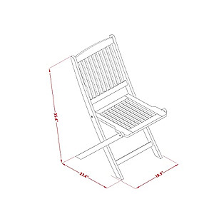 East West Furniture Cameron Foldable Patio Dining Chairs-Acacia Wood, Set of 2, Natural Oil