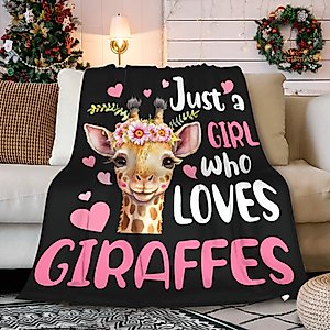 Mokukenren Just A Girl Who Loves Giraffes Blanket Lightweight Cozy Flannel Fleece Throw Blanket Best Gift Home Decor for Bed Couch Outdoor Camping 50"x40" S for Kids