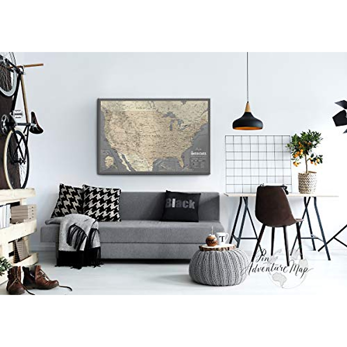 United States Travel Map Pin Board | National Park Push Pin Map | USA Wall Map on Canvas | Detailed Cartography (35 x 24)