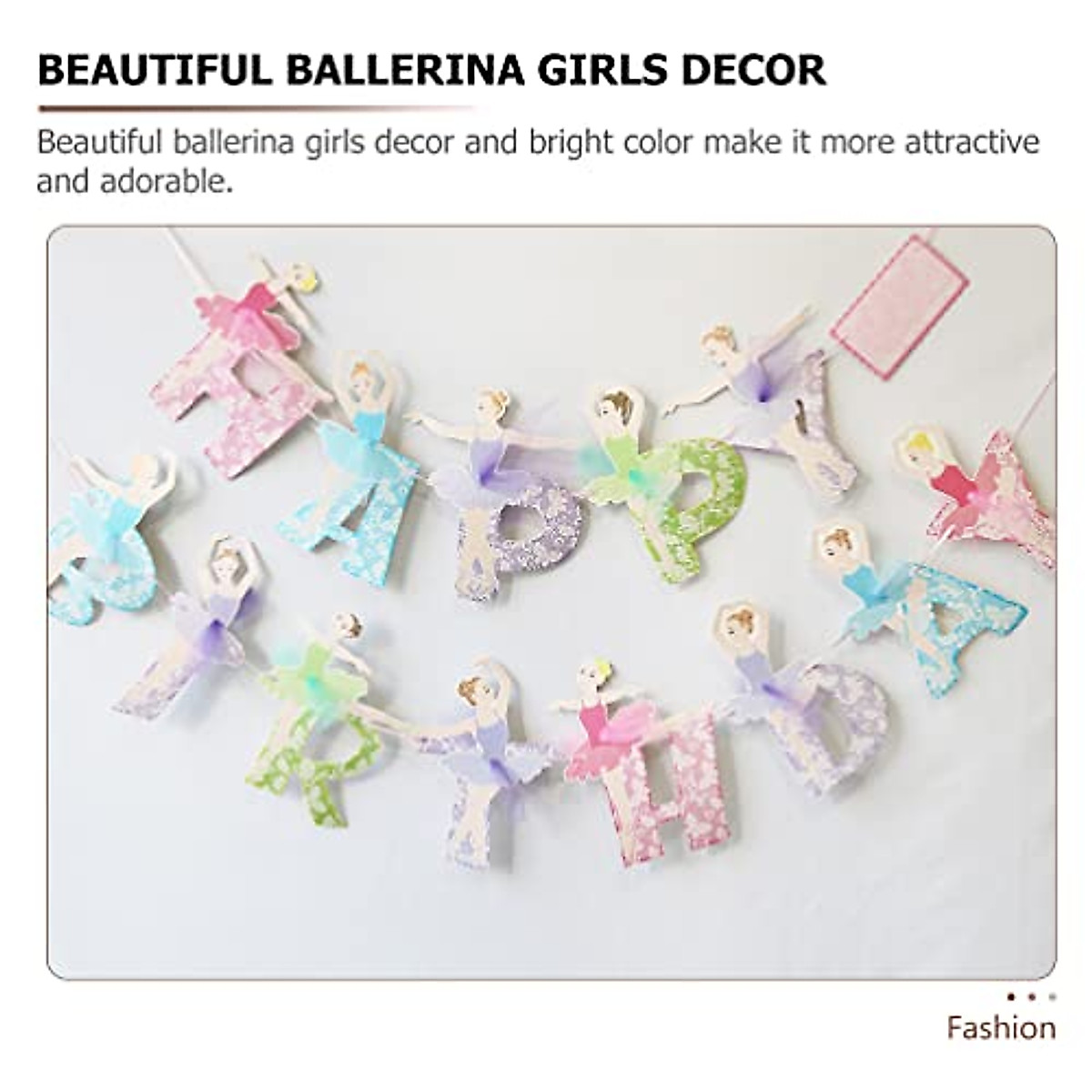 Abaodam 2 Sets Happy Birthday Banner Ballerina Dance Banner Ballet Girls Garland Bunting Banner for Kids Girls Birthday Baby Shower Bridal Shower Party Decorations
