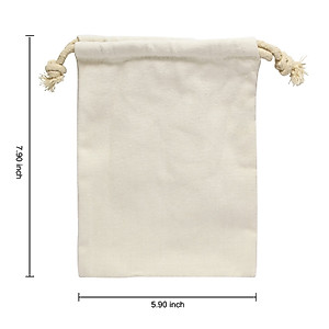 FunLavie 6 PACK Cotton Muslin Bags 5.9" x 7.9" Small Canvas Drawstring Bag for Multipurpose Storage