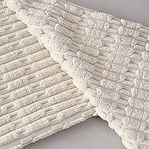 Fancy Homi 2 Packs Boho Decorative Throw Pillow Covers 18x18 Inch for Living Room Couch Bed Sofa, Rustic Modern Farmhouse Home Decor, Soft Corduroy Cream Square Cushion Case 45x45 cm