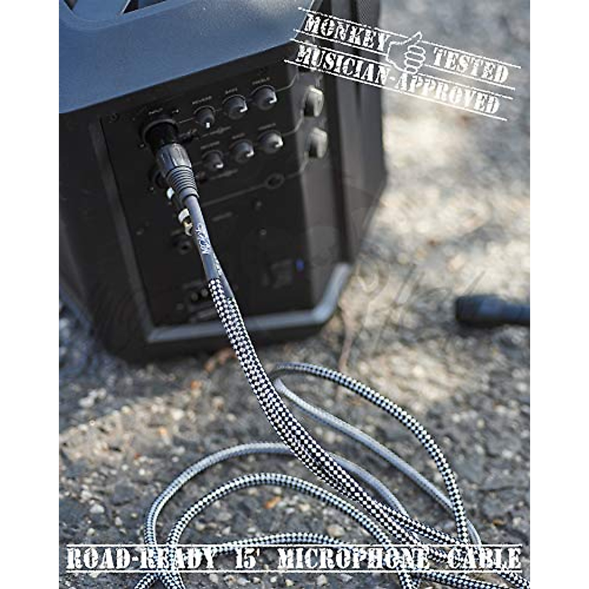 Mophead 15-Foot Balanced XLR Microphone Cable - 3-Pin XLR Male to XLR Female Pro Grade Double Insulated Tweed Braided (Blue and Black)