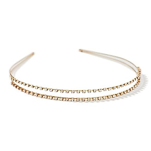 Kitsch Gold Crown Rhinestone Headband - Double Metal Headbands for Bridal Hair Accessories - Headbands for Women - Headbands for Girls - Jewelry - Gold Accessories - Wedding Headband