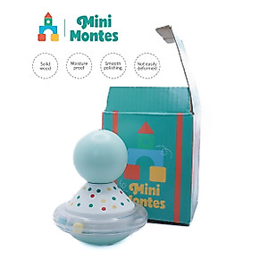 Mini Montes Wooden Tumbler Wobble Spin Pull Toy, Montessori Toys for 1 Year Old, Toys for 1 Year Old Boy Girl, Toys for Ages 0-2, Baby Toys, Sensory Toys, Tummy Time Toys, Gifts for Kids
