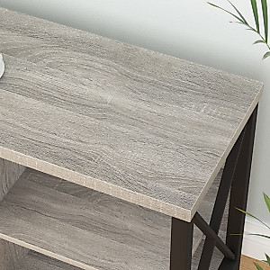 LVB Rustic Entertainment Center for 65 Inch TV, Industrial Wood TV Stand with Media Cabinet Storage, Farmhouse Metal Television Stands Console Table for Home Living Bedroom, Light Grey Oak, 55 Inch