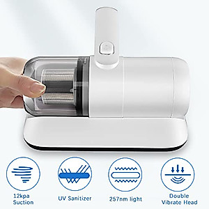 Hersven Bed Vacuum Cleaner, 12KPa Handheld Deep Mattress Cleaner high-Frequency Double Beat UV Mattress Vacuum Cleaner, Suitable for Bedding, Sofa, Other Fabric Surfaces