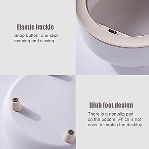 LVOERTUIG Desktop Trash Can with Lid,2L Press-Type Mini Trash Can,Portable Desk Rubbish Bin Bed Office Trash Can Waste Basket Compact Covered Closable Trash Bin(White)