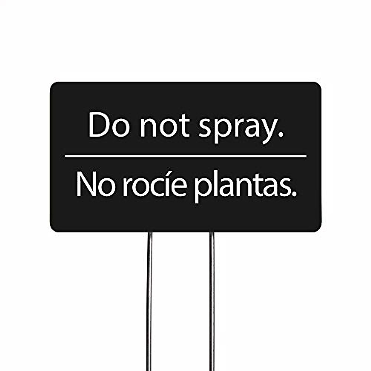 Do Not Spray Acrylic Yard Sign, Bilingual Plant Signs, Garden Markers, Set of 2 (Black)