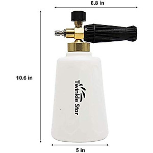 Twinkle Star Foam Cannon Snow Foam Lance with 1/4" Quick Connector, 5 Nozzle Tips for Pressure Washer Gun