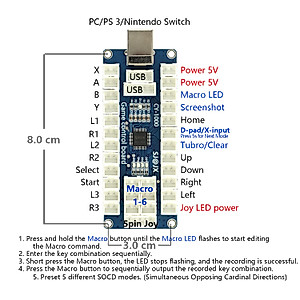 SJ@JX Arcade Game USB Encoder Board Macro Command Zero Delay Gamepad Button Joystick Controller for Nintendo Switch PC PS3 Raspberry Pi