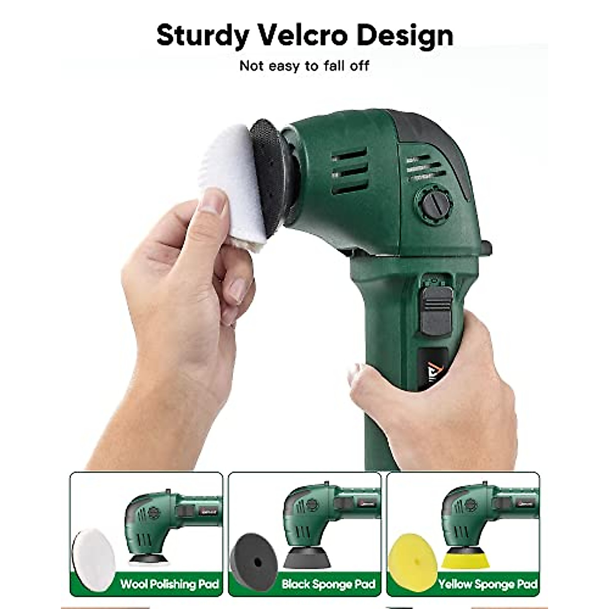 3 inch Car Buffer Polisher, Aiment Oribtal Mini Polisher, 6 Variable Speed 3000-6400RPM Dual-action Car buffer for Car & Motorcycles Detailing Hard to Reach Areas Polishing