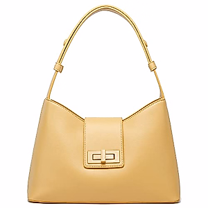 Like Dreams Womens Vintage Shoulder Bag Vegan Leather Crossbody Purse Adjustable Strap Turn Lock Fashion Handbag (Mustard)