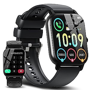 Smart Watch for Men Women(Dial/Answer Calls), Activity Trackers with Heart Rate/Sleep Monitor, 112 Sports Modes/IP68 Waterproof, 1.85" HD Touchscreen Fitness Watch Compatible with Android iOS, Black