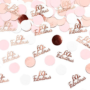 Rose Gold 60 and Fabulous Table Confetti 60th Birthday Decorations for Women,Happy Birthday/Wedding Anniversary Party Supplies 300PC