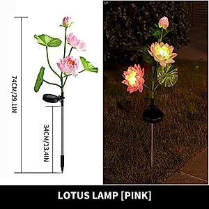 Lotus Solar Lamp, 2PC Solar Lotus Flower Lights, Solar Outdoor Lights Waterproof, Led Lotus Lamp for Pathway Garden Patio Yard Decoration, Solar Decorative Lights Unique Gifts for Mom Women (Pink)