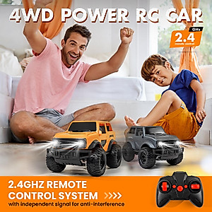 FUUY Large Remote Control Car, 1:16 Scale RTR Off-Road Vehicle with Lights & Driving Demo, 2.4GHz Radio Control Trucks 120+ Min Play for Kids, Boys & Girls, Gifts for 3-12 Year Old