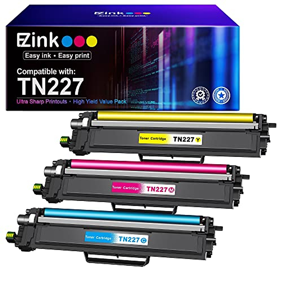 E-Z Ink (TM) High Yield Compatible Toner Cartridge Replacement for Brother TN227 TN223 for MFC-L3750CDW HL-L3210CW HL-L3290CD HL-L3230CDW MFC-L3710CW HL-L3270CDW (3 Pack)