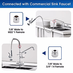 Lanceler Spray Valve with 44" Pre Rinse Hose, Pre Rinse Sprayer with Stainless-Steel Hose Replacement Kit for Commercial Kitchen Sink Faucet - Gray