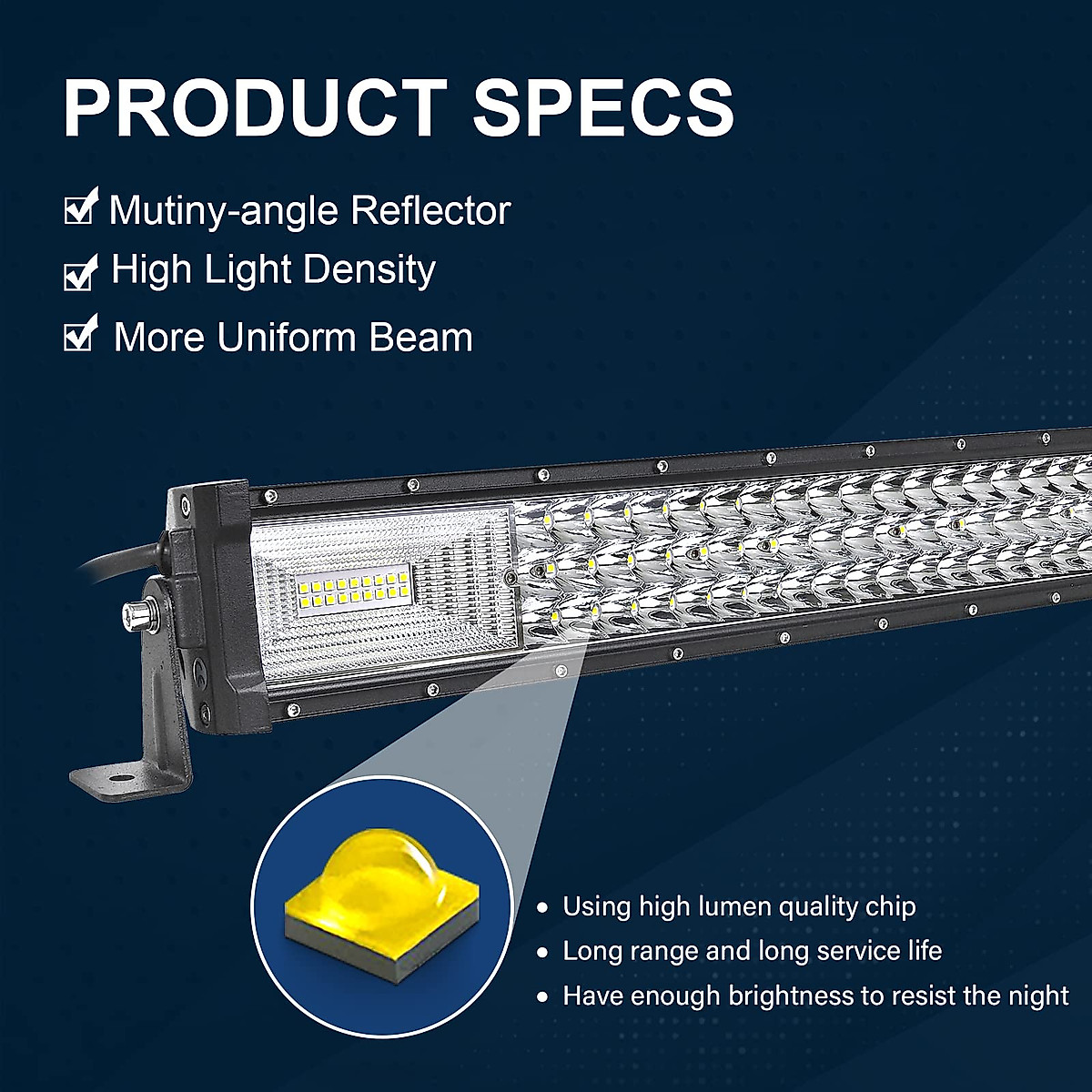 AUXTINGS 42 inch Straight Led Light Bar Spot Flood Beam +2X 4 inch 36W Spot LED Pods Fog Lights with 12V Wiring Harness Kit 2 Leads for Jeep Pickup Off Road Truck 4X4 ATV Boat Trailer,Waterproof