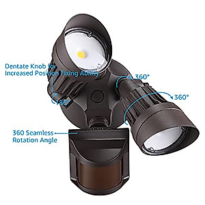 LEONLITE COB LED Security Light, Commercial Motion Sensor Flood Lights Outdoor, 3 Modes Motion Detector+Dusk to Dawn+Switch Control, 100-277V, Adjustable 2-Head, IP65, 5000K Daylight, ETL, Bronze