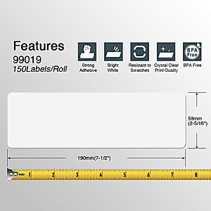 BETCKEY - Compatible DYMO 99019 (2-5/16" x 7-1/2") Large Lever Arch File Labels, Compatible with DYMO Labelwriter 450, 4XL, Rollo & Zebra Desktop Printers [6 Rolls/900 Labels]