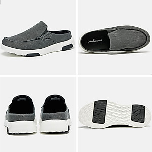 OrthoComfoot Slippers with Arch Support for Mens, Orthopedic Casual Canvas Walking Shoes, Breathable Slip-on Indoor Outdoor Shoes Black Size 9