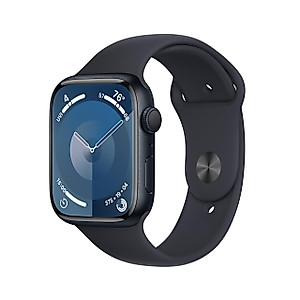 Apple Watch Series 9 [GPS 45mm] Midnight Aluminum Case with Midnight Sport Band M/L (Renewed)