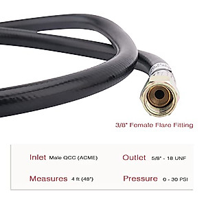 YOHIB 4FT Adjustable Propane Regulator with Hose High Pressure, 0-30PSI Gauges LP Gas Grill Adjustable Regulator Hose Fit for QCC1 Tank, BBQ Grill, Burners, Fryers, Heaters, Cooker