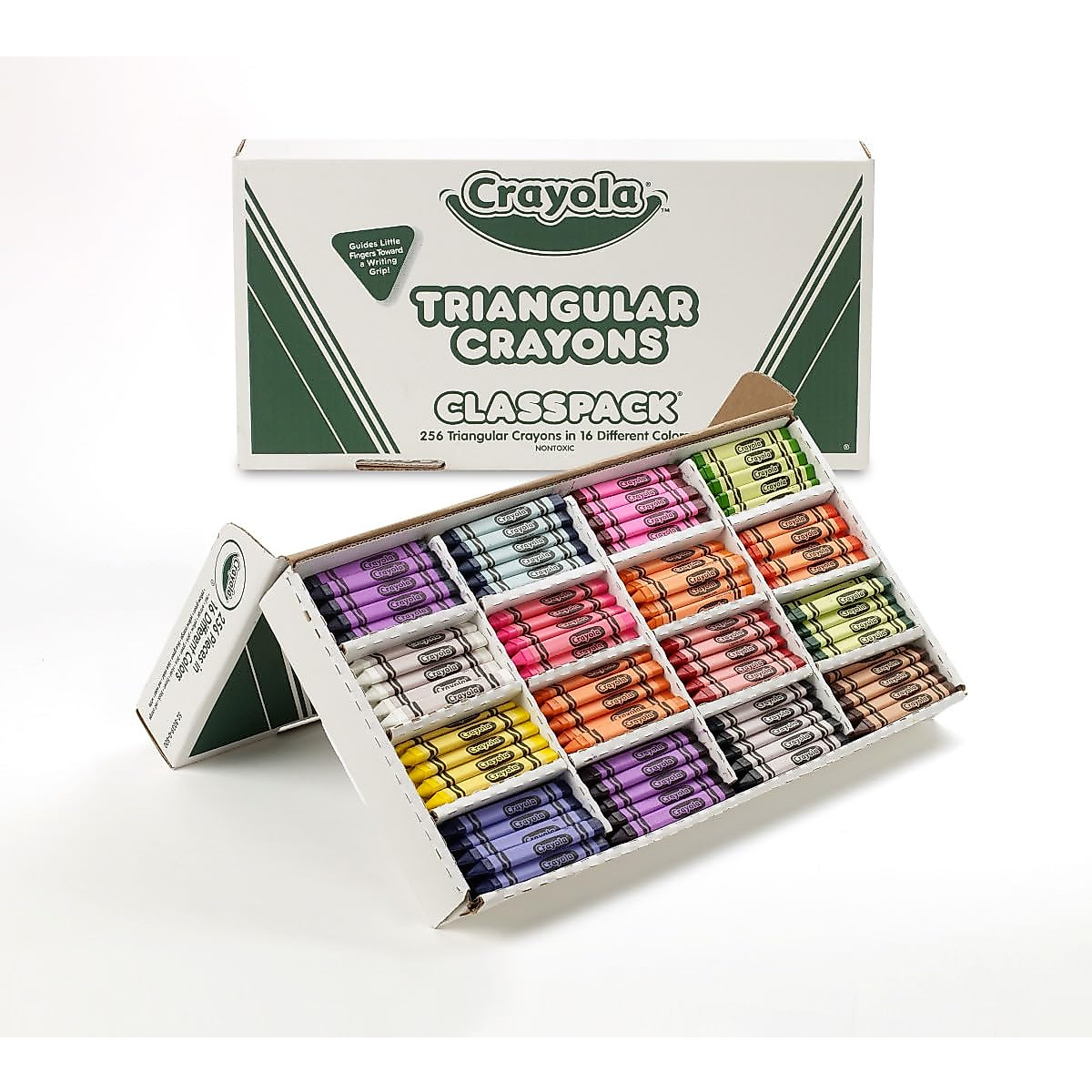 Crayola Triangular Crayon Classpack, Toddler Crayons, 16 Assorted Colors, 256 Count, Bulk