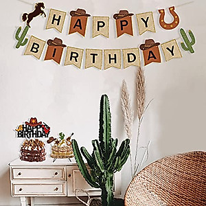 Hombae Cowboy Birthday Party Decorations, Western Theme Birthday Decoration, Cowboy Birthday Banner Cake Cupcake Toppers Balloons Western Party Supplies Kit for Boys