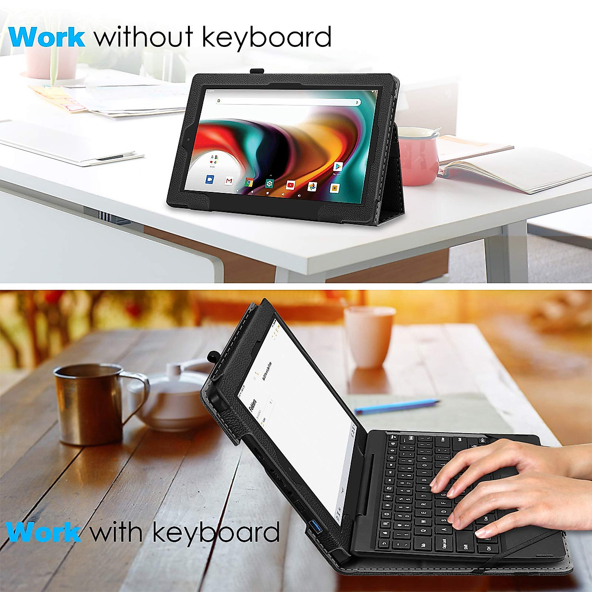 Fintie Case for RCA 11 Delta Pro 11.6 inch / 2019 RCA Galileo Pro 11.5" RCT6513W87DK5E 2-in-1 Tablet - Slim Fit Premium Vegan Leather Folio Protective Stand Cover with Pencil Holder (Black)