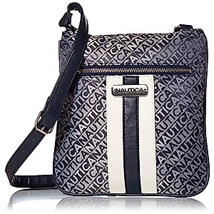 Nautica womens Lakeside Signature Jaquard North South Crossbody Bag Cross Body, Indigo, One Size US
