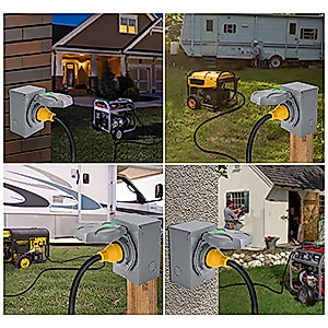 MICTUNING 30 Amp Generator Power Inlet Box Weatherproof, NEMA L14-30P Outdoor Inlet Box for 4 Prong Generator Cord, 125/250 Volt, 7500 Watts, ETL Listed