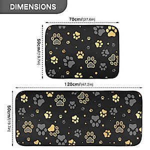 Gold Dog Paw Kitchen Mat Set of 2 Anti-Fatigue Kitchen Rug Set Non Slip Cushioned Heavy Duty Foam Kitchen Runner Rugs and Mats Comfort Standing Mat for Floor Home Decor Doormat