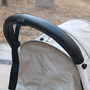 Leather Handle Sleeve Cover Compatible for Babyzen yoyo 2,Stroller Accessories,PU Sleeve Protect Case for YOYO+ Armrest Bumper (No Wrist Strap) (Black)