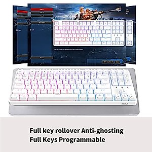 CIY X77 Hot-Swappable Mechanical Keyboard/RGB Gaming Keyboard/USB C/Anti Ghosting/N-Key Rollover/Compact Layout 87 Key/Magnetic Upper Cover/for Mac Windows (White and Red switch)