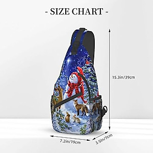 Christmas Santa Snowman Sling Bag, Fashion Crossbody Backpack Shoulder Bag Chest Bag for Men Women Outdoor Hiking Travel