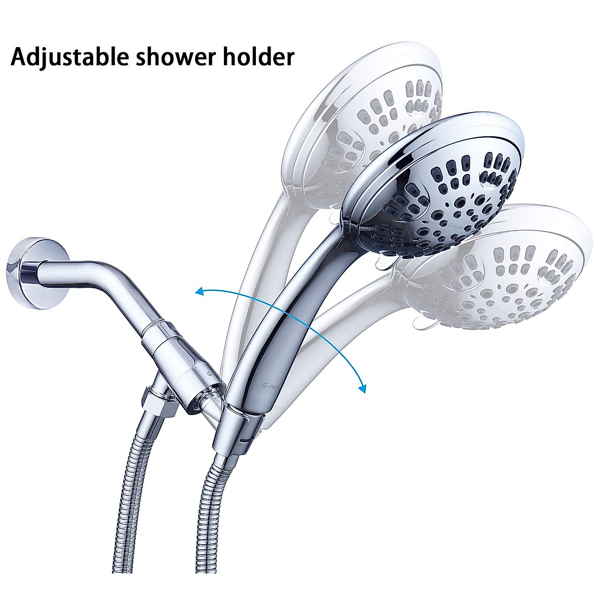 G-Promise Metal Shower Head Holder for Hand Held Showerhead, Adjustable Bracket, Shower Arm Adapter, Universal Shower Arm Mount, Chrome Finish
