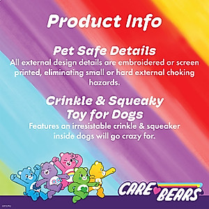 Care Bear for Pets Cheer Bear Dog Plush Squeaky Toy, 6' with Squeaker Inside and Crinkle Ears, Small, Collectible Dog Toys (FF19785)