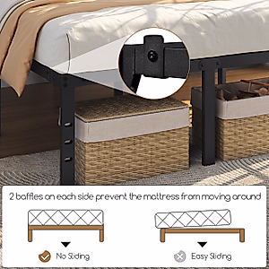 Yaheetech 18 Inch Full Bed Frames Heavy Duty Metal Platform Bed with Under Bed Storage, No Box Spring Needed, Easy Assembly, Sturdy Steel Slat Support, Black