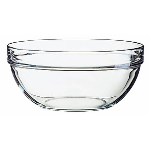 Luminarc Stackable Glass Bowls Set with White Lids, STD, Clear