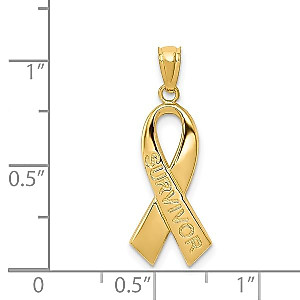 IceCarats 14K Yellow Gold Survivor Ribbon Necklace Charm Pendant 26mm Only